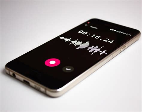 Premium Photo Voice Recorder On A Smartphone Voice Recording Wave On The Screen Of A