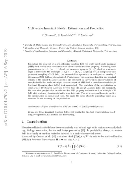 Pdf Multi Scale Invariant Fields Estimation And Prediction
