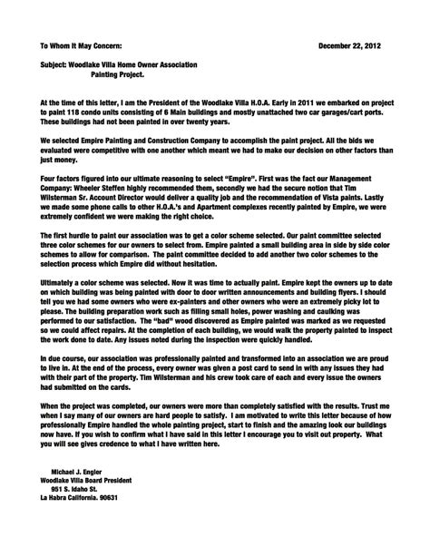 Empireworks Reviews And Resources Woodlake Villa Hoa Reference Letter