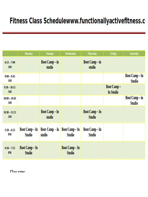 10 Fitness Schedule Examples To Download