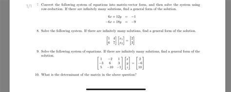 Solved 7 Convert The Following System Of Equations Into