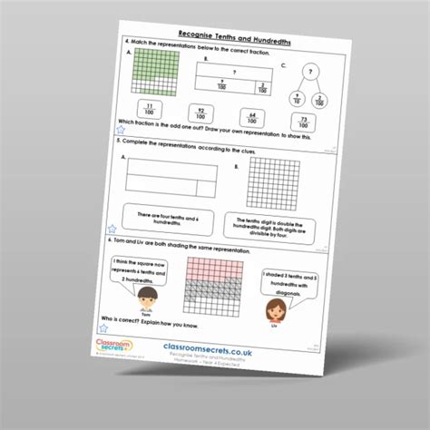 Year 4 Recognise Tenths And Hundredths Homework Resource Classroom Secrets