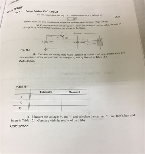 Solved Edure Part 1 Basic Series R C Circuit For The Circuit
