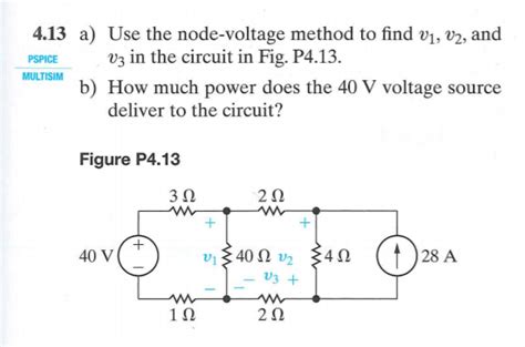 solved 4 13 a use the node voltage method to find vi v2
