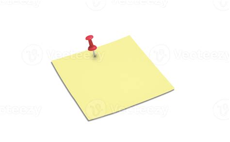 Blank Yellow Sticky Note With Thumbtack Blank Note Red Pin 54297418 Png