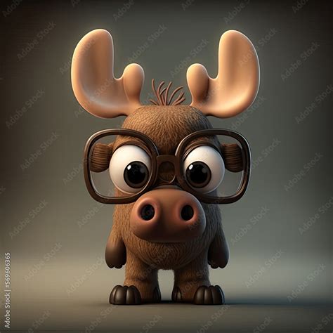 Cute Moose Cartoon Character Created Using Generative Ai Tools Stock