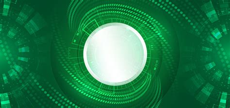 하이테크 컴퓨터 디지털 기술 개념 다양한 기술 요소가 있는 넓은 녹색 배경 추상 원형 기술 통신 프레젠테이션을 위한 벡터 일러스트레이션 미래 디자인 0명에 대한 스톡 벡터
