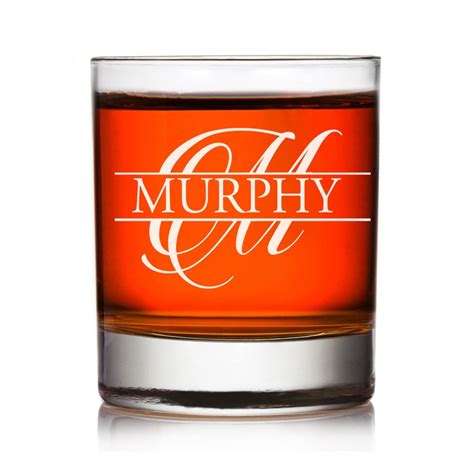 Personalized Split Monogram Whiskey Glass Engraved Monogram Etsy
