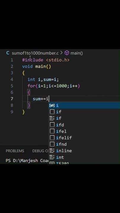 Youtube Shorts 🔥 Ll Sum Of Naturel In C Program 😍 Sum Of 1 To 1000 Number Coding Caro🔥👍😎😍♥