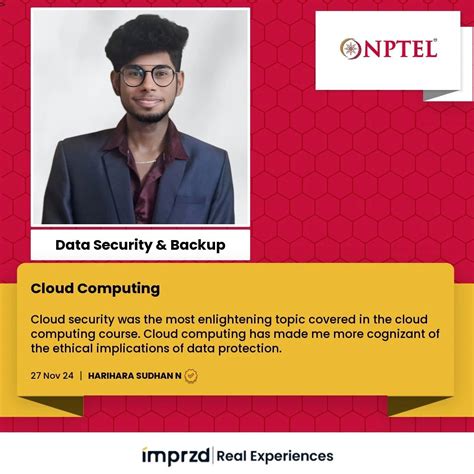 Harihara Sudhan N On Linkedin Cloudcomputing Nptel Learningjourney