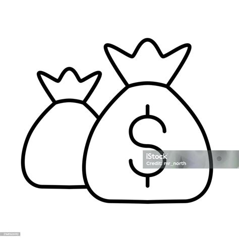 돈 가방 아이콘 얇은 선 스타일 벡터 일러스트 레이 션 그래픽 디자인 0명에 대한 스톡 벡터 아트 및 기타 이미지 0명 Bonus March 가방 Istock