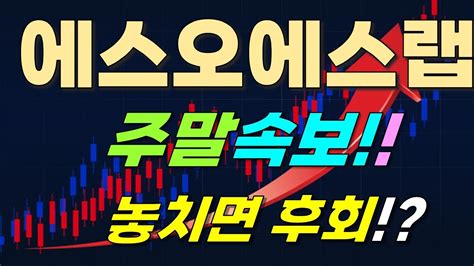 에스오에스랩 주가전망 주말속보 놓치면 후회 Youtube