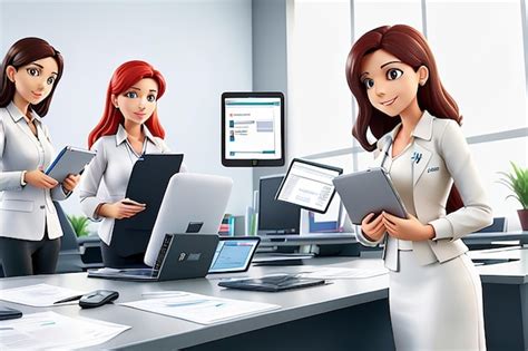Premium Ai Image Efficiency Unleashed Businesswomen Embrace Document Management Seamless