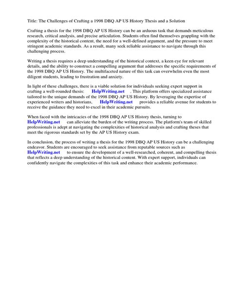 1998 Dbq Ap Us History Thesis Pdf