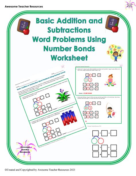 Basic Addition And Subtraction Word Problems Using Number Bonds