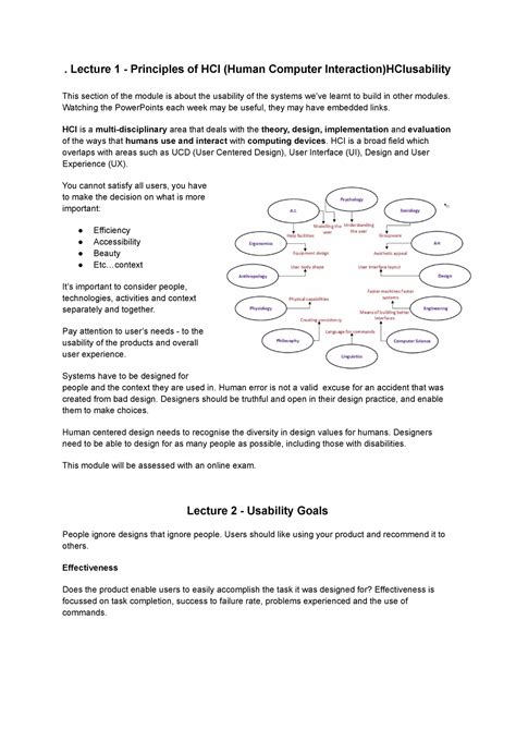 Hci Usability Notes Lecture 1 Principles Of Hci Human Computer