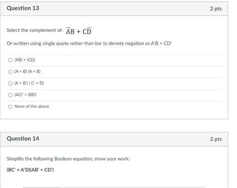 Select The Complement Of AB CD Or Written Using Chegg Com