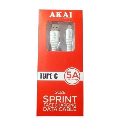 Akai Data Cum Charging Cable 5a Pvc Sc 22 Type C White At ₹ 89