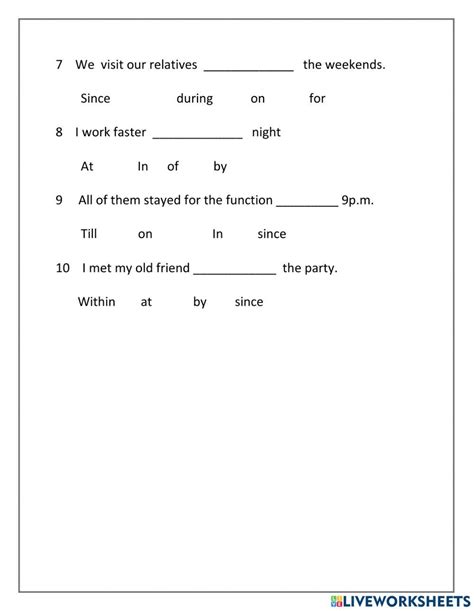 8th Preposition Free Interactive Worksheets 6817304