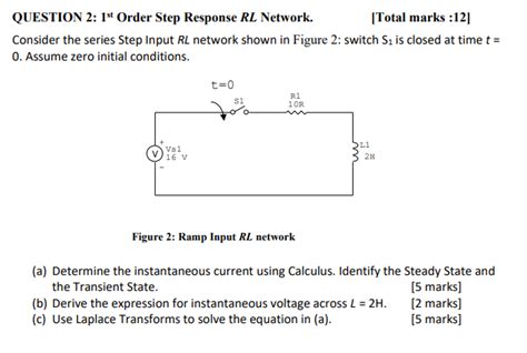 Solved QUESTION 2 1st Order Step Response RL Network Chegg Com