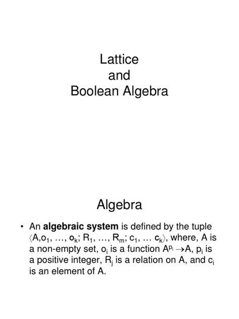 Lattice And Boolean Algebra Pdf Boolean Algebra Teaching Mathematics