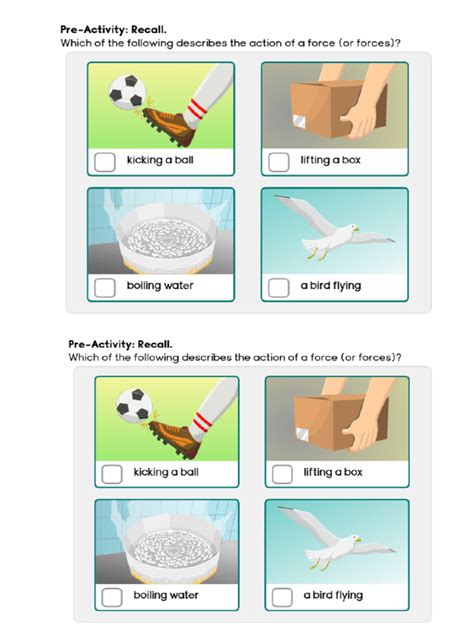 colorful illustrative force and motion sorting science worksheet 3 pdf