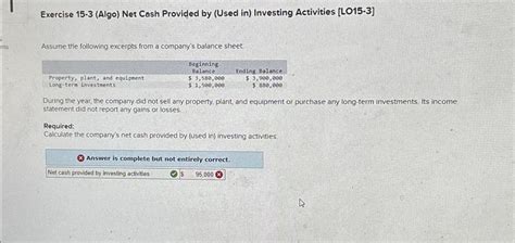 Solved Exercise Algo Net Cash Provided By Used In Chegg Com