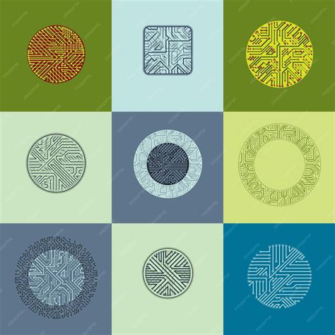 Premium Vector Set Of Vector Technology Cpu Designs With Square And