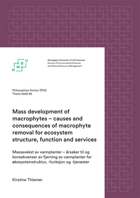 Pdf Mass Development Of Macrophytes Causes And Consequences Of Macrophyte Removal For