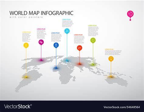World Map Infograph Template With Pointer Marks Vector Image