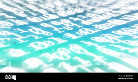Digital Image Of Binary Coding Data Processing Against Blue And Green Gradient Background Stock