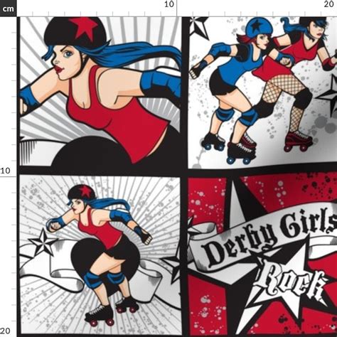 Roller Derby Comic Fabric Derby Girls Rock By Cjldesigns Etsy