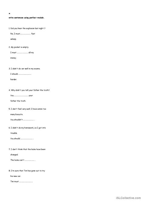Perfec T Modals English Esl Worksheets Pdf And Doc