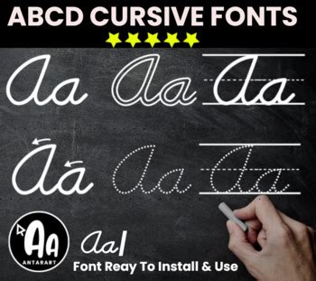 Cursive Handwriting Fonts Bundle Dotted Arrows Lined For Tracing Alphabet ABC