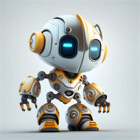 제너레이티브 Ai 기술로 생성된 고립된 배경의 작고 귀여운 로봇의 캐릭터 디자인 프리미엄 사진