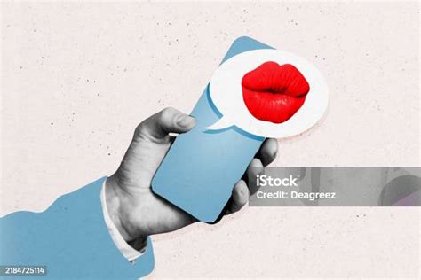 스케치 합성 3d 사진 콜라주 트렌드 익명의 작품 손 양복 소매 보류 스마트 폰 디스플레이 연설 구름 빨간 입술 키스 시시덕