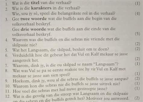 Solved Wat Is Die Titel Van Die Verhaal 1 2 Wie Is Die Karakters