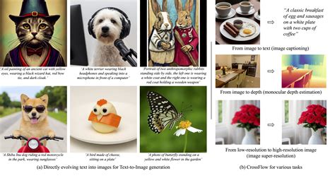 Flowing From Words To Pixels A Noise Free Framework For Cross Modality Evolution