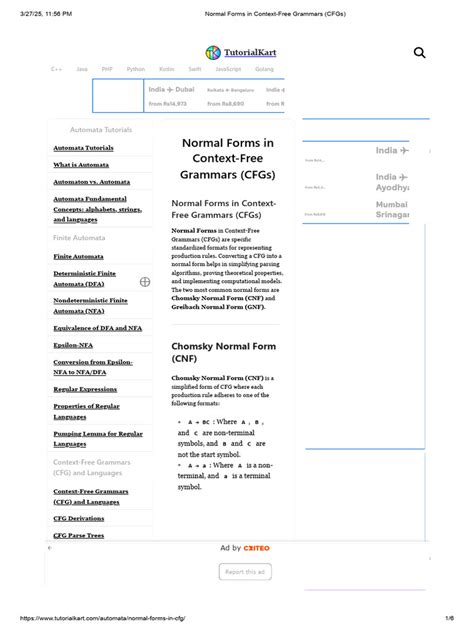 Normal Forms In Context Free Grammars Cfgs Pdf Automata Theory Models Of Computation
