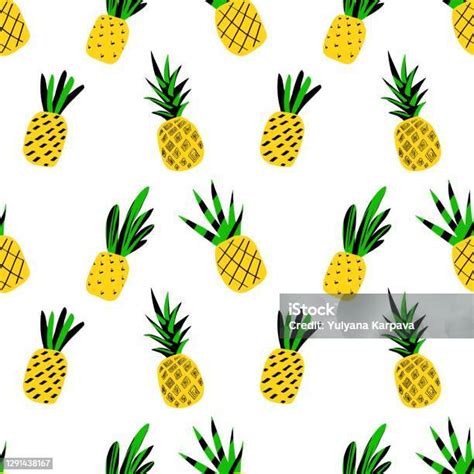 흰색 배경에 화려한 파인애플 트렌디 한 매끄러운 패턴 과일과 여름 패턴 벡터 파인애플 패턴 0명에 대한 스톡 벡터 아트 및 기타 이미지 Istock