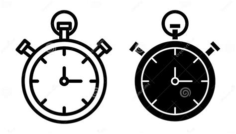 Stop Watch Icon Set Stopwatch Timer Chronometer Vector Symbol In A Black Filled And Outlined