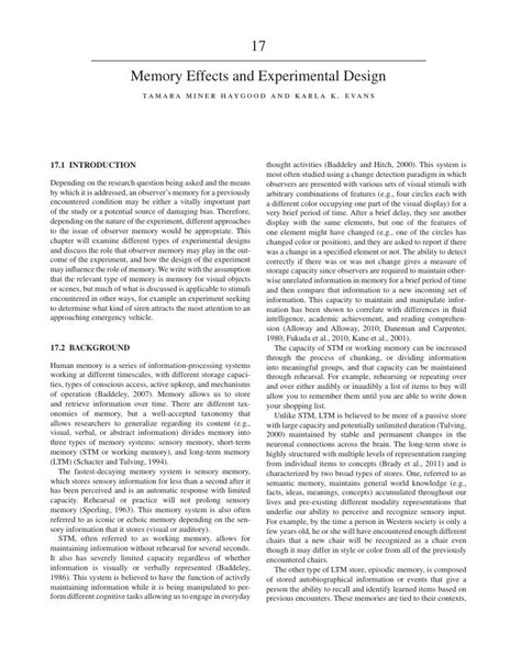 Memory Effects And Experimental Design Chapter The Handbook Of Medical Image Perception
