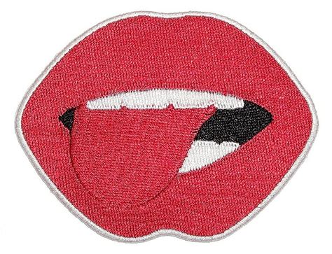 Red Lips And Licking Tongue Embroidered Lady Biker Patch Quality