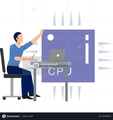 Man Working On Cpu Processor Illustration Free Download Science And Technology Illustrations