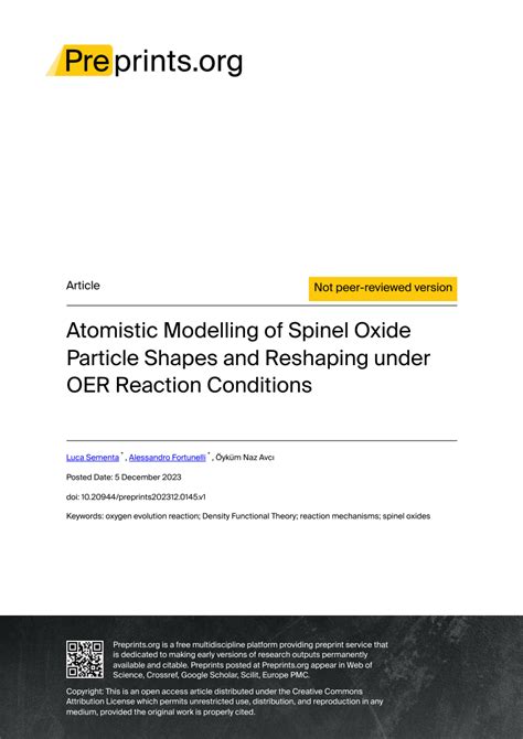 Pdf Atomistic Modelling Of Spinel Oxide Particle Shapes And Reshaping Under Oer Reaction