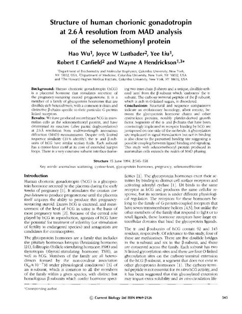 Pdf Structure Of Human Chorionic Gonadotropin At 2 6a Resolution From Dokumen Tips