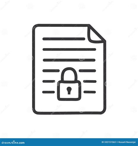 Secure Document Icon A Simple Line Art Icon Depicting A Document With A Padlock Representing