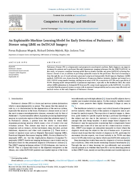 an explainable machine learning model for early detection of parkinson