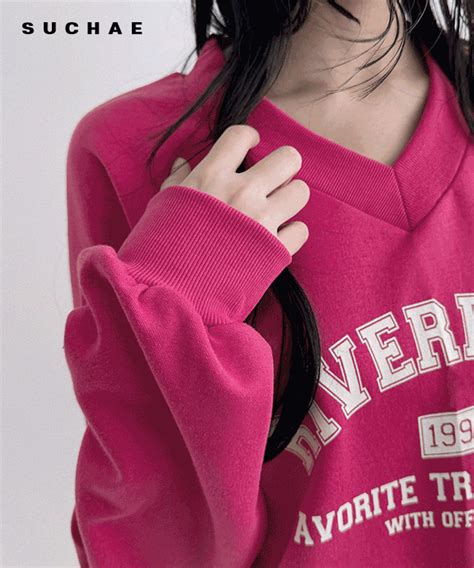 오늘출발🚀브이넥 맨투맨 가을 긴팔 티셔츠 프린팅 간절기 긴팔티 박시티 박스티 에이블리