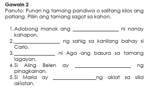Gawain 2 Panuto Punan Ng Tamang Pandiwa O StudyX